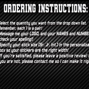 Custom Hockey Stick Name Tags With Team Logos Names Numbers and Custom ...