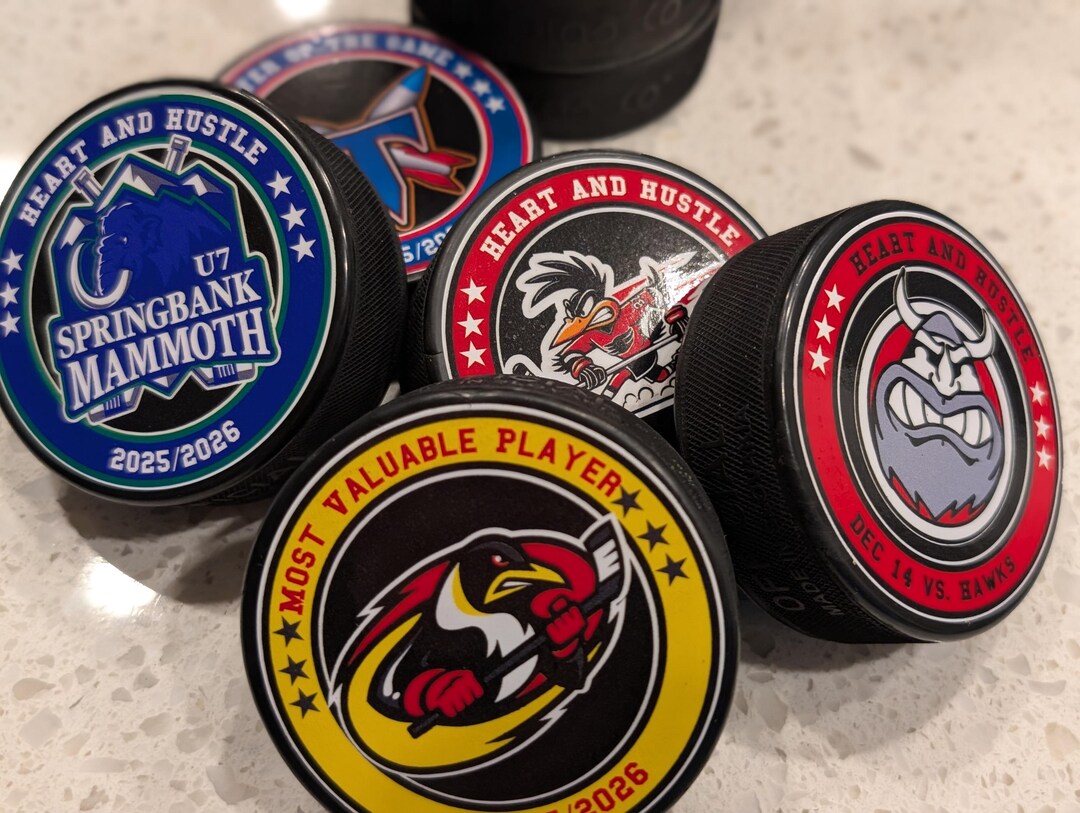 Commemorative Puck Decals Perfect for Player of the Game, Hustle, Thank ...