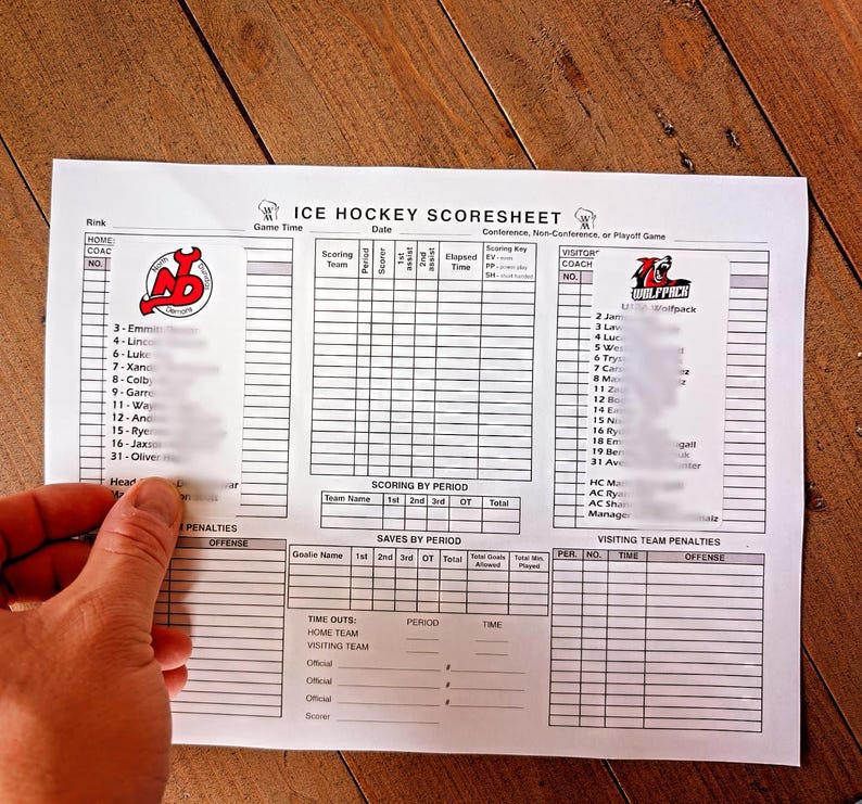 Custom Team Scoresheet Roster Labels and Stickers for Your Team Game ...