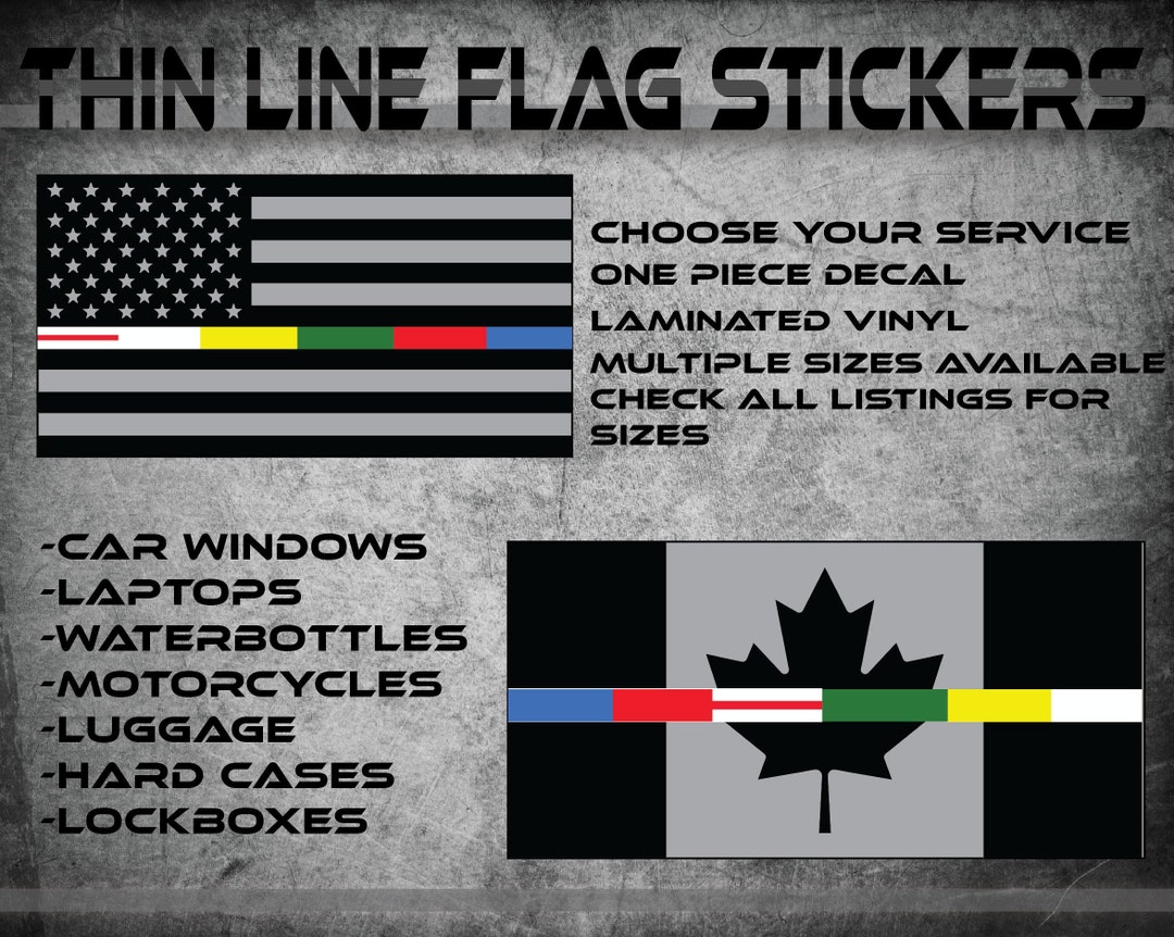 Thin Line Flag Decal Canada USA, Tactical Sticker for EMS Police ...