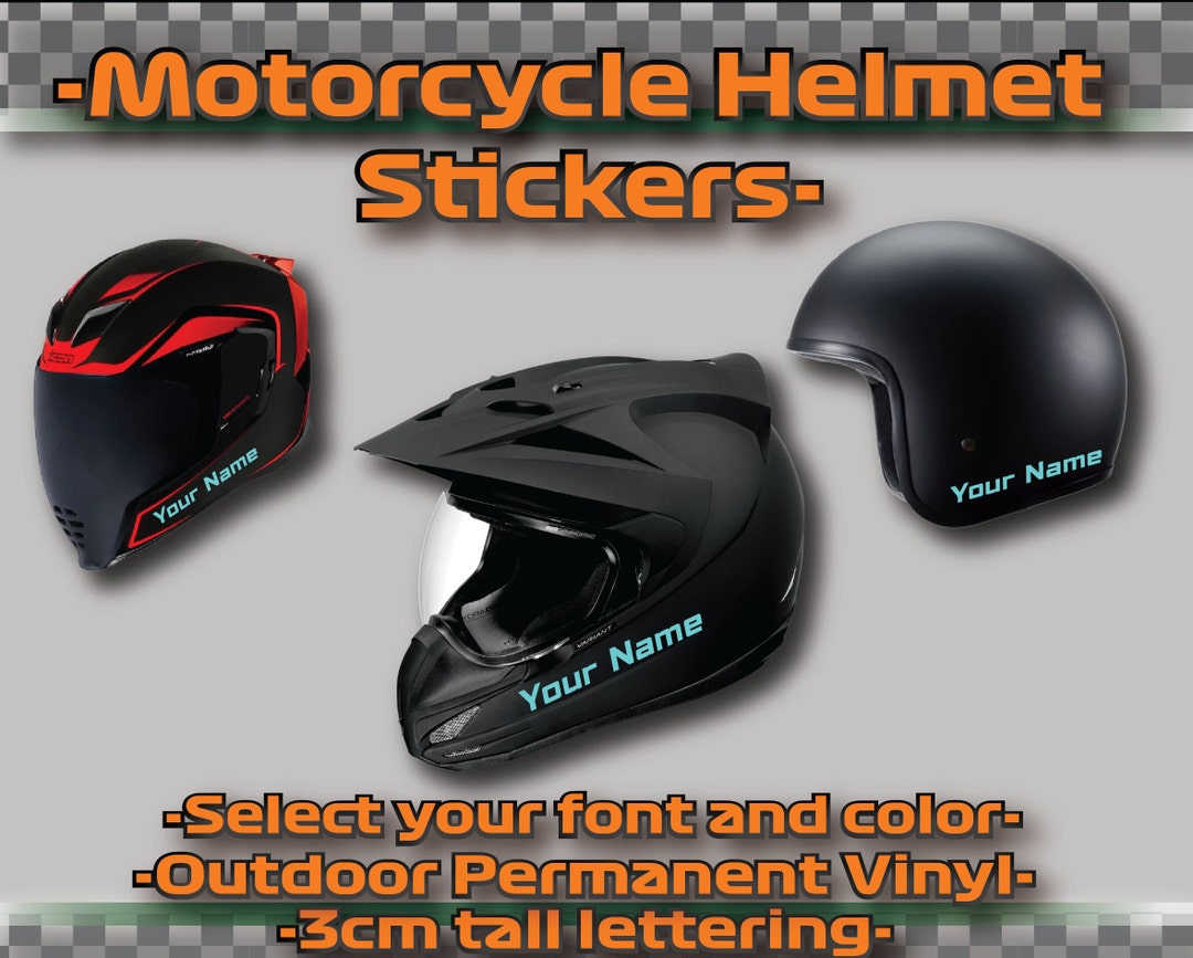 Custom Motorcycle Helmet Stickers, Name Vinyl Decals, Multiple Choice ...