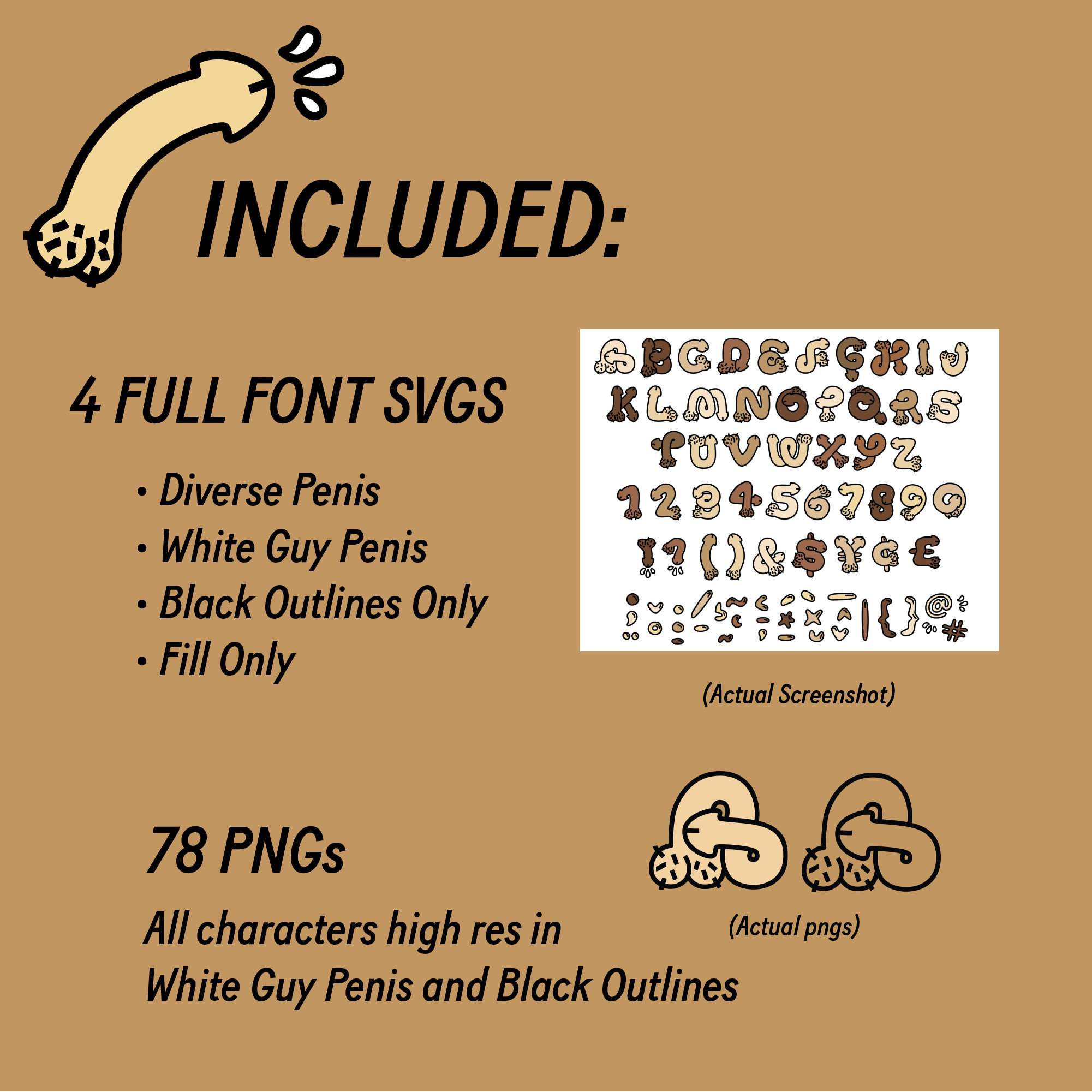 Penis Font Svg Png Funny Cartoon Naughty Designs Downloads Png