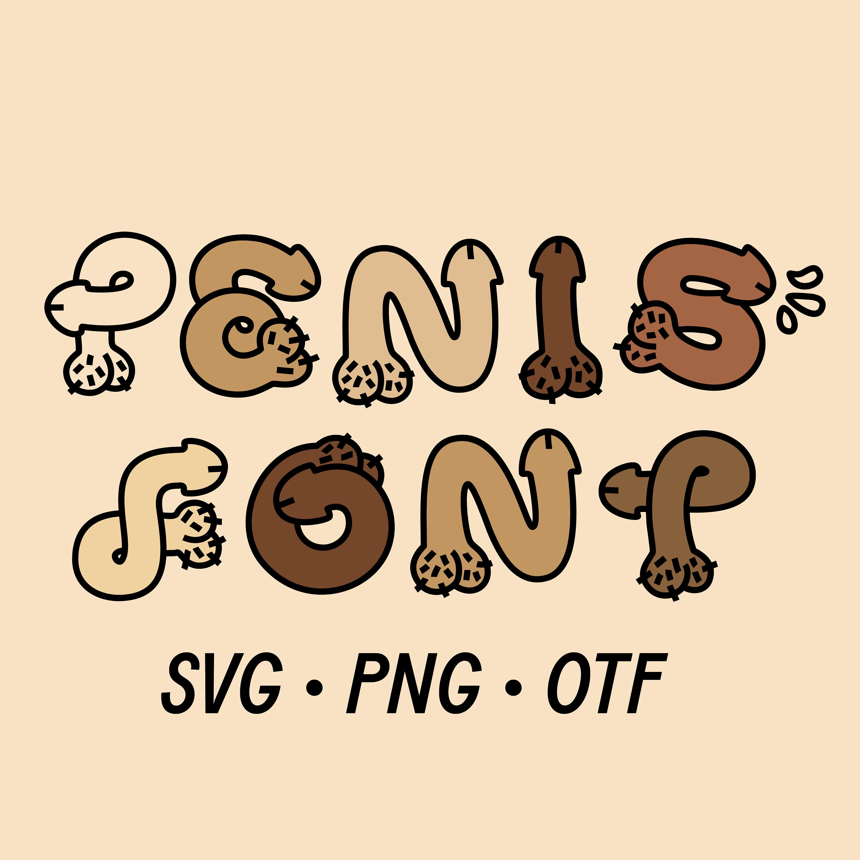 Penis Font SVG PNG, Funny Cartoon Naughty | Designs Downloads, PNG ...