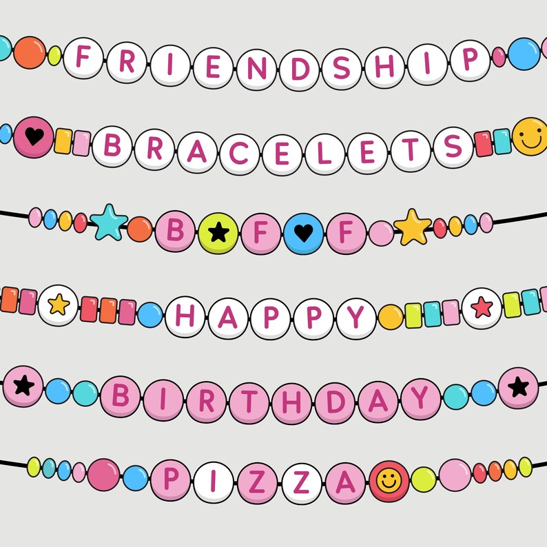 Friendship Bead Bracelet Pink PNG, Pink Alphabet Bead PNG, Font Beads ...