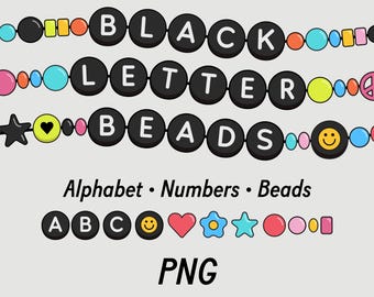 Friendship Bead Bracelet PNG, Alphabet Bead PNG, Font Beads, Digital ...