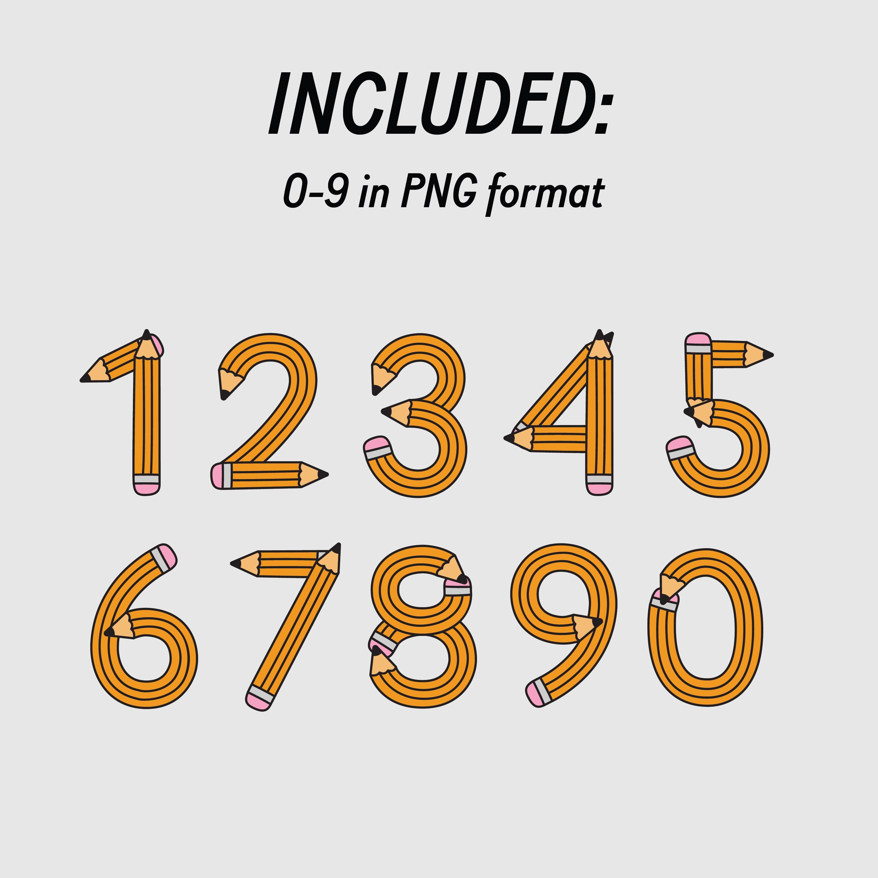Pencil Font PNG | Full Alphabet & Numbers | Clip Art Cartoon Drawn ...