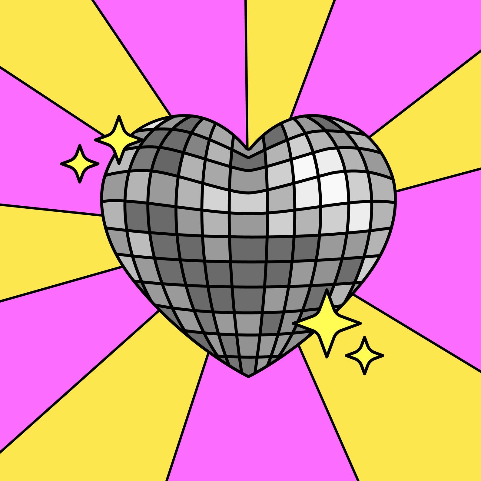 Disco Heart Pink Red Silver PNG SVG, Heart Discoball, Retro ...
