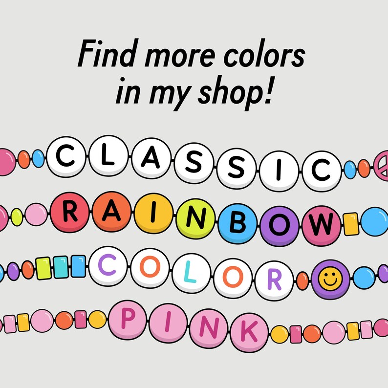 Friendship Bead Bracelet PNG, Alphabet Bead PNG, Font Beads, Digital ...