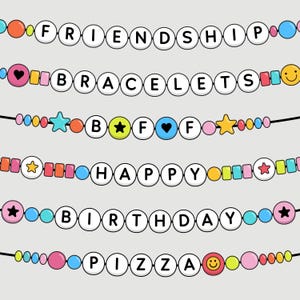 Friendship Bead Bracelet PNG, Alphabet Bead PNG, Font Beads, Digital ...