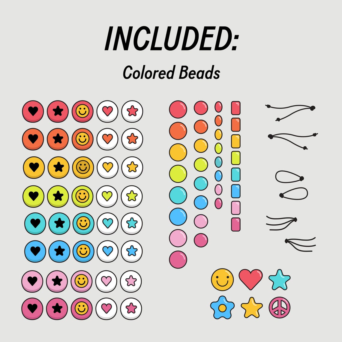 Friendship Bead Bracelet PNG, Alphabet Bead PNG, Font Beads, Digital ...