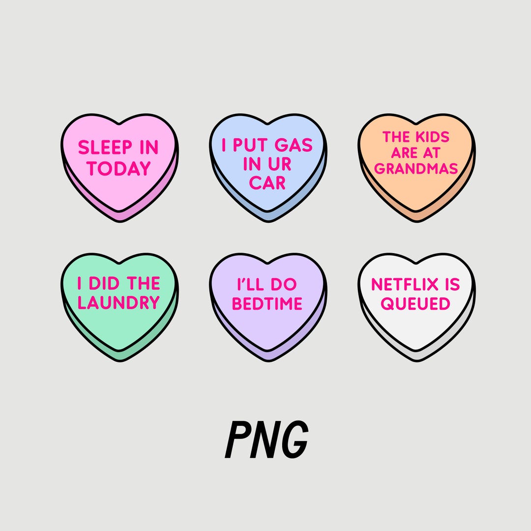 Candy Hearts for Parents Funny Valentine Hearts PNG Candy Heart Clipart ...