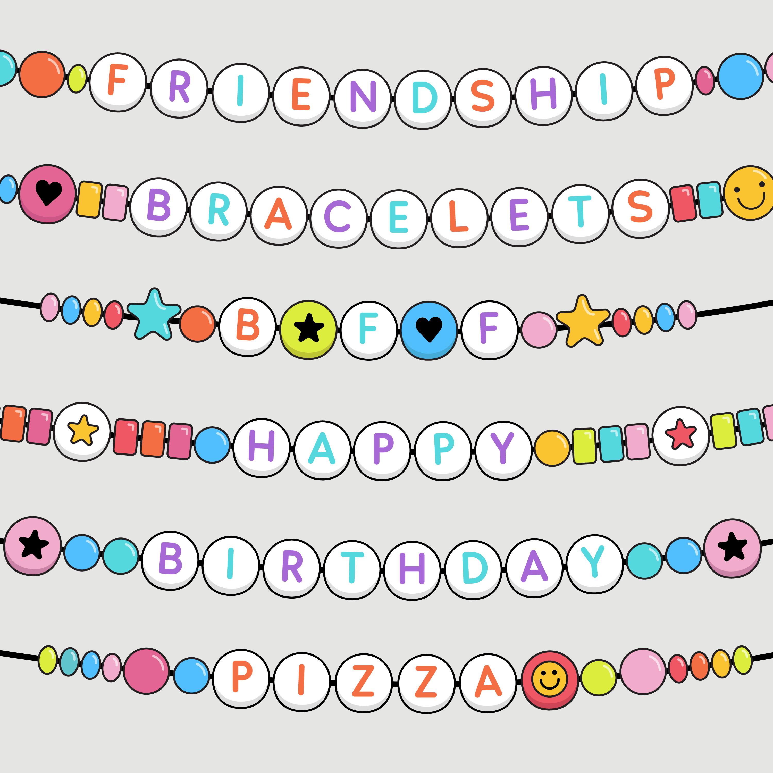 Friendship Bead Bracelet PNG, Alphabet Bead PNG, Font Beads, Digital ...