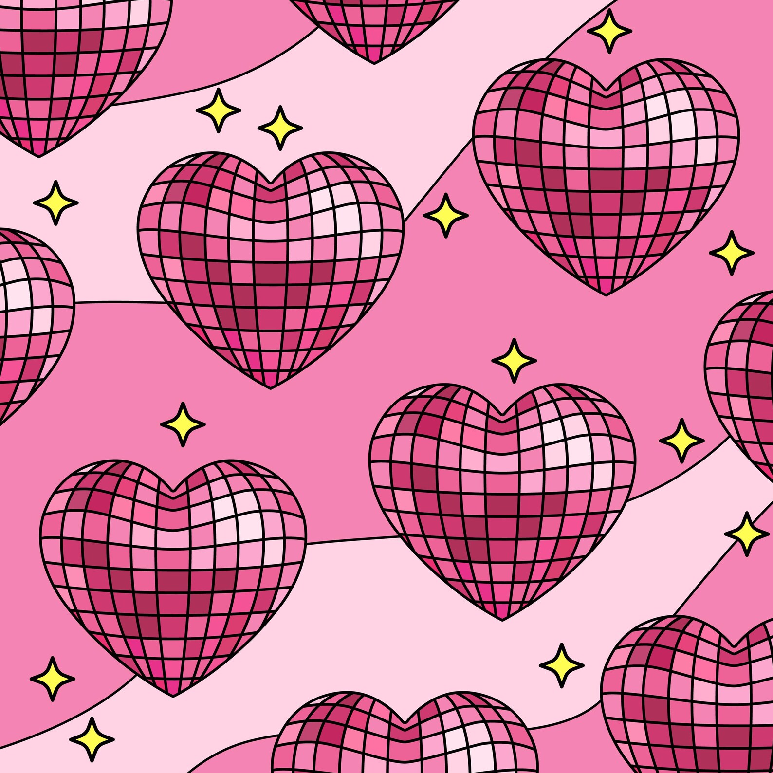Disco Heart Pink Red Silver PNG SVG, Heart Discoball, Retro ...
