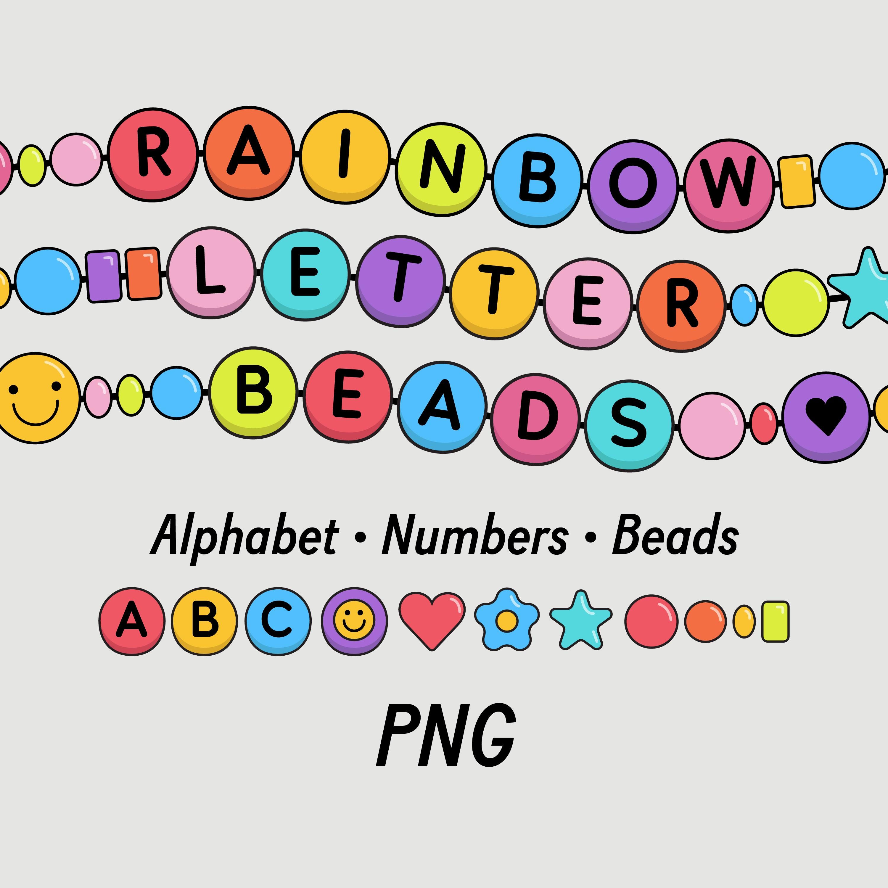 Rainbow Friendship Bead Bracelet PNG, Alphabet Bead PNG, Font Beads ...