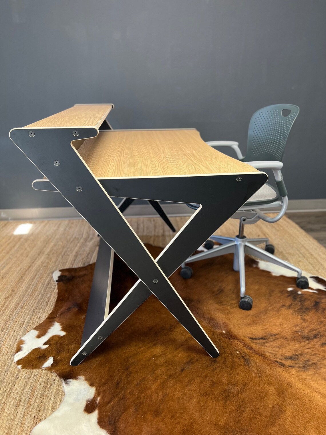 The Addison Desk MCM Style Black Oak 50l X 30 - Etsy