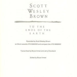 Scott Wesley Brown, to the Ends of the Earth Songbook, Sheet Music - Etsy