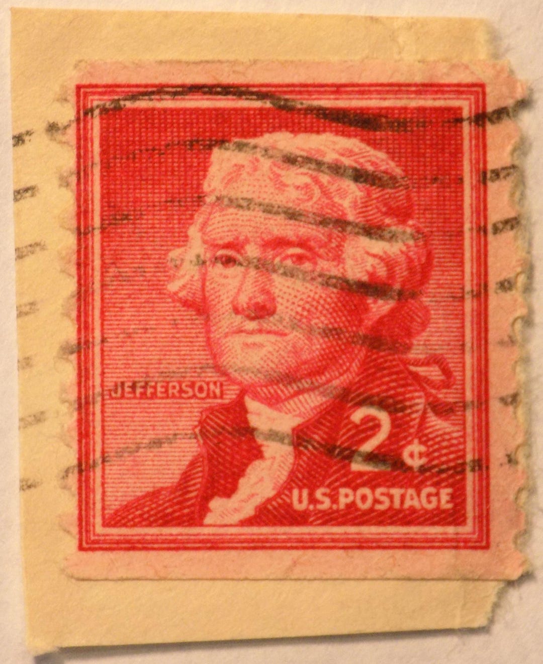 Thomas Jefferson 2c 1954 Liberty Series Carmine Used Coil Stamp, #1055 ...