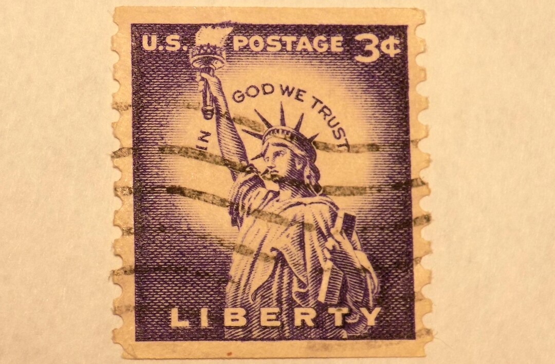Single Vintage Statue of Liberty 3c Used Deep Violet Coil Stamp, #1057 ...