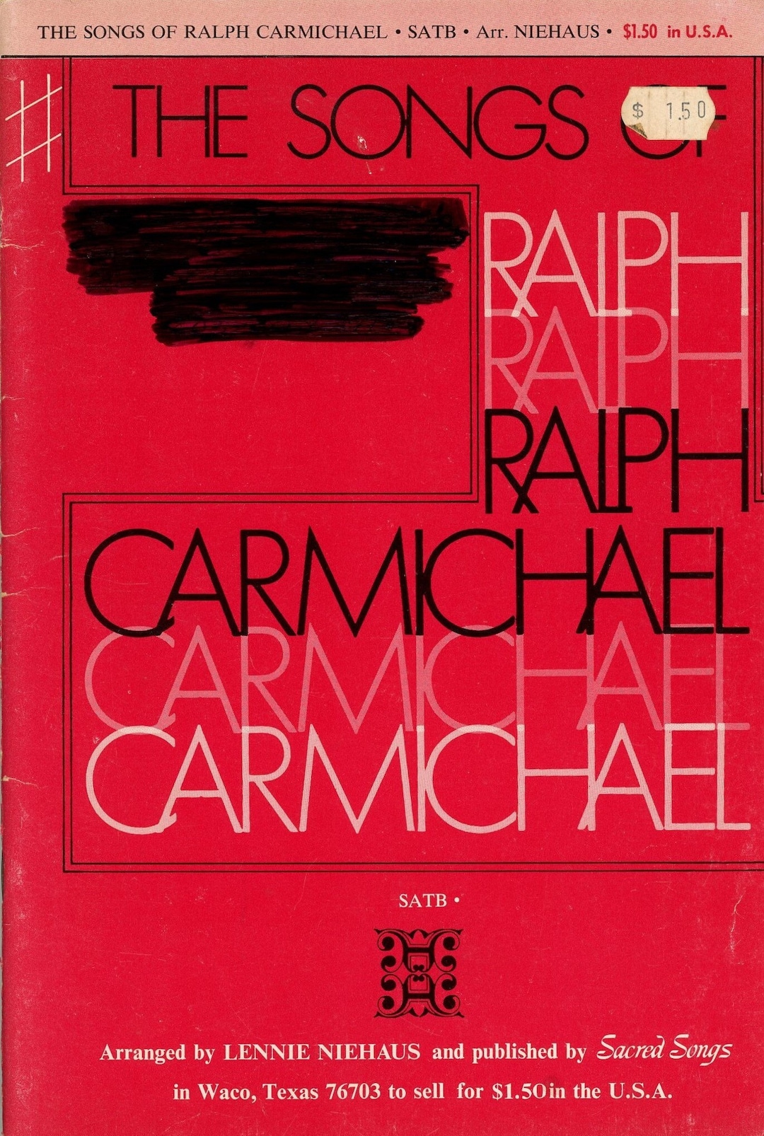 Ralph Carmichael, the Songs of Ralph Carmichael #1 Song Book, Sheet ...