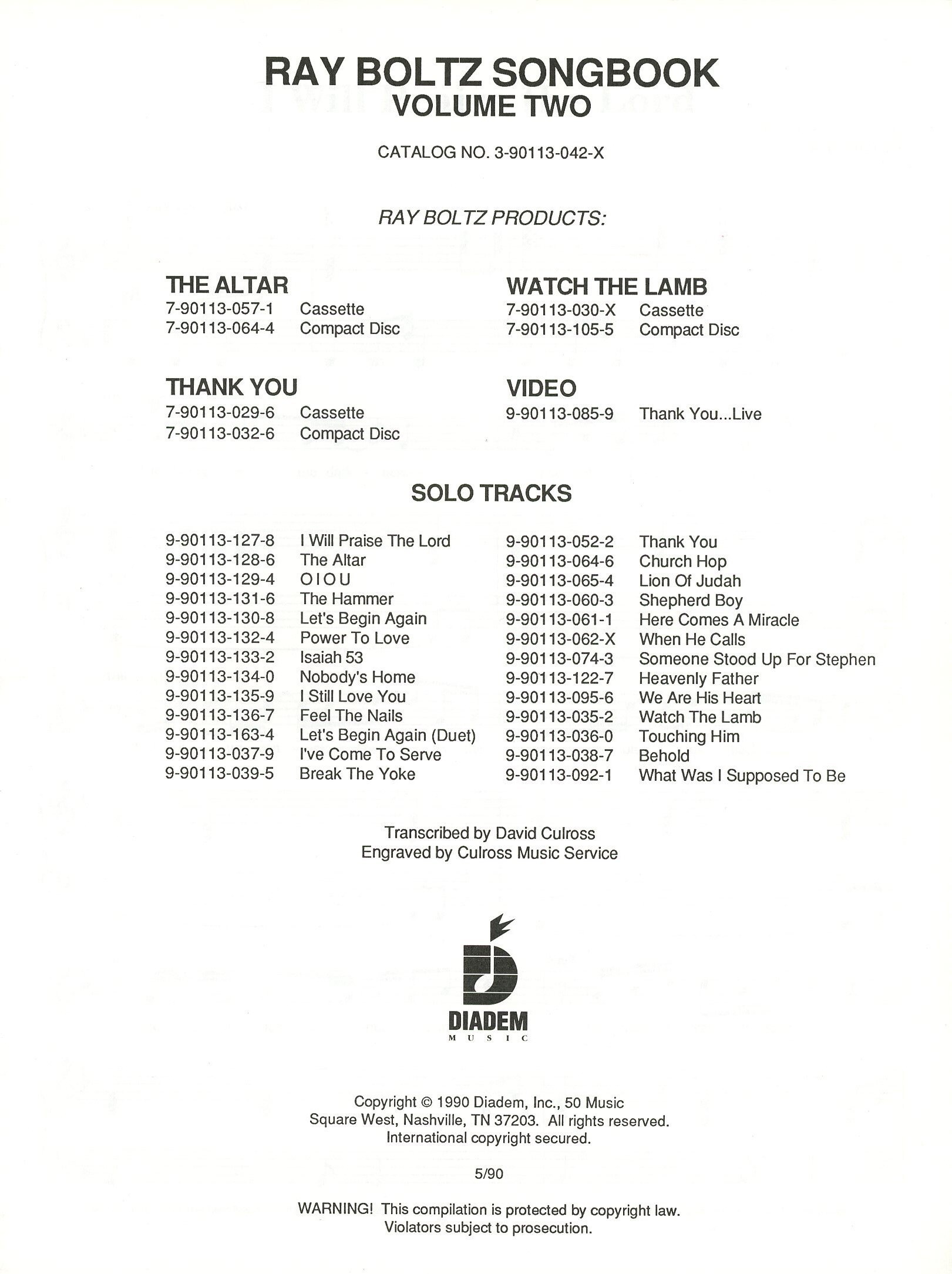 Ray Boltz, the Altar Songbook, 1990 Sheet Music - Etsy