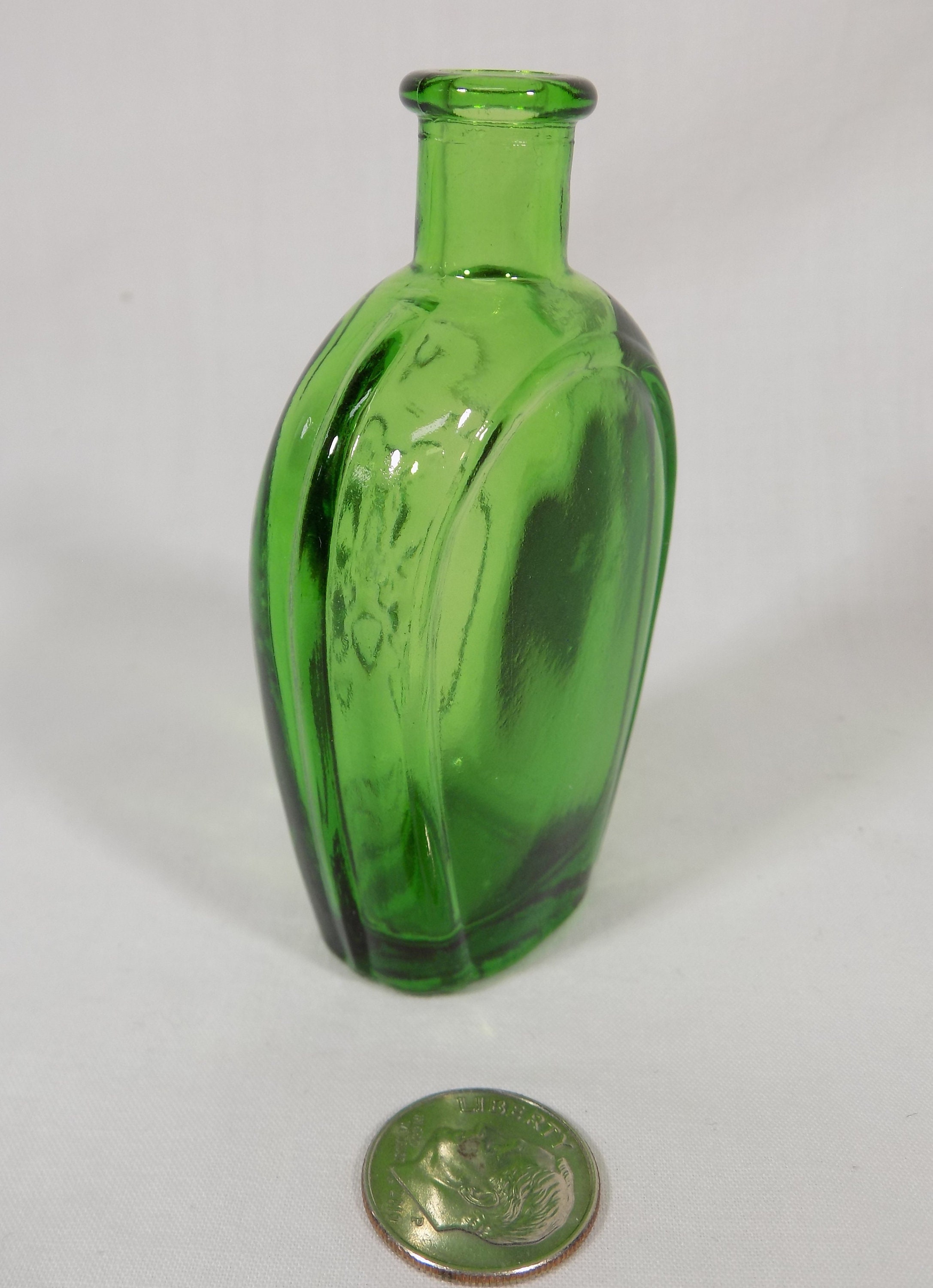 Vintage Wheaton Green “thomas Jefferson” Small Glass Whiskey Bottle ...