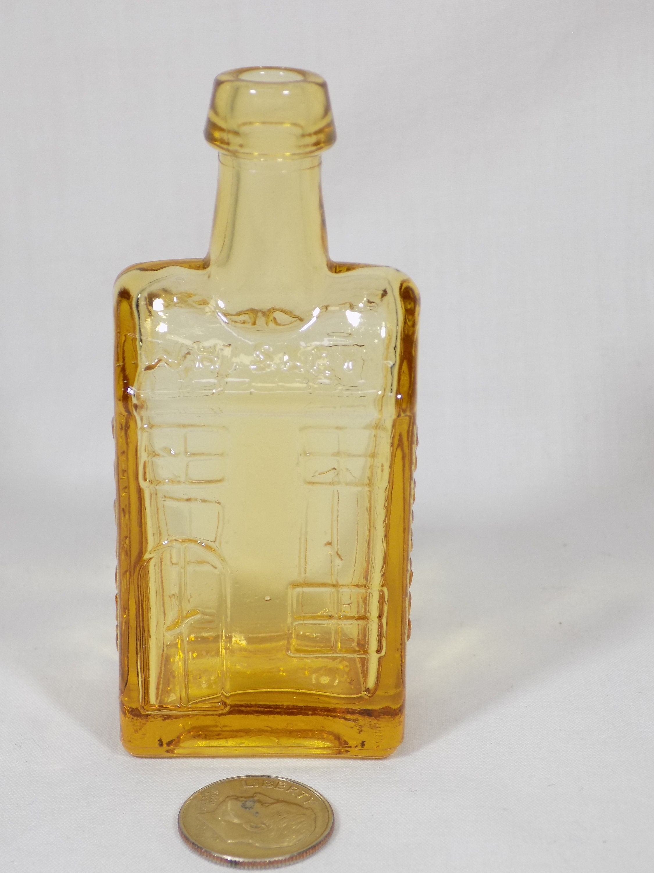 Vintage Wheaton Amber Yellow Glass House Glass Whiskey Bottle Vase, E ...