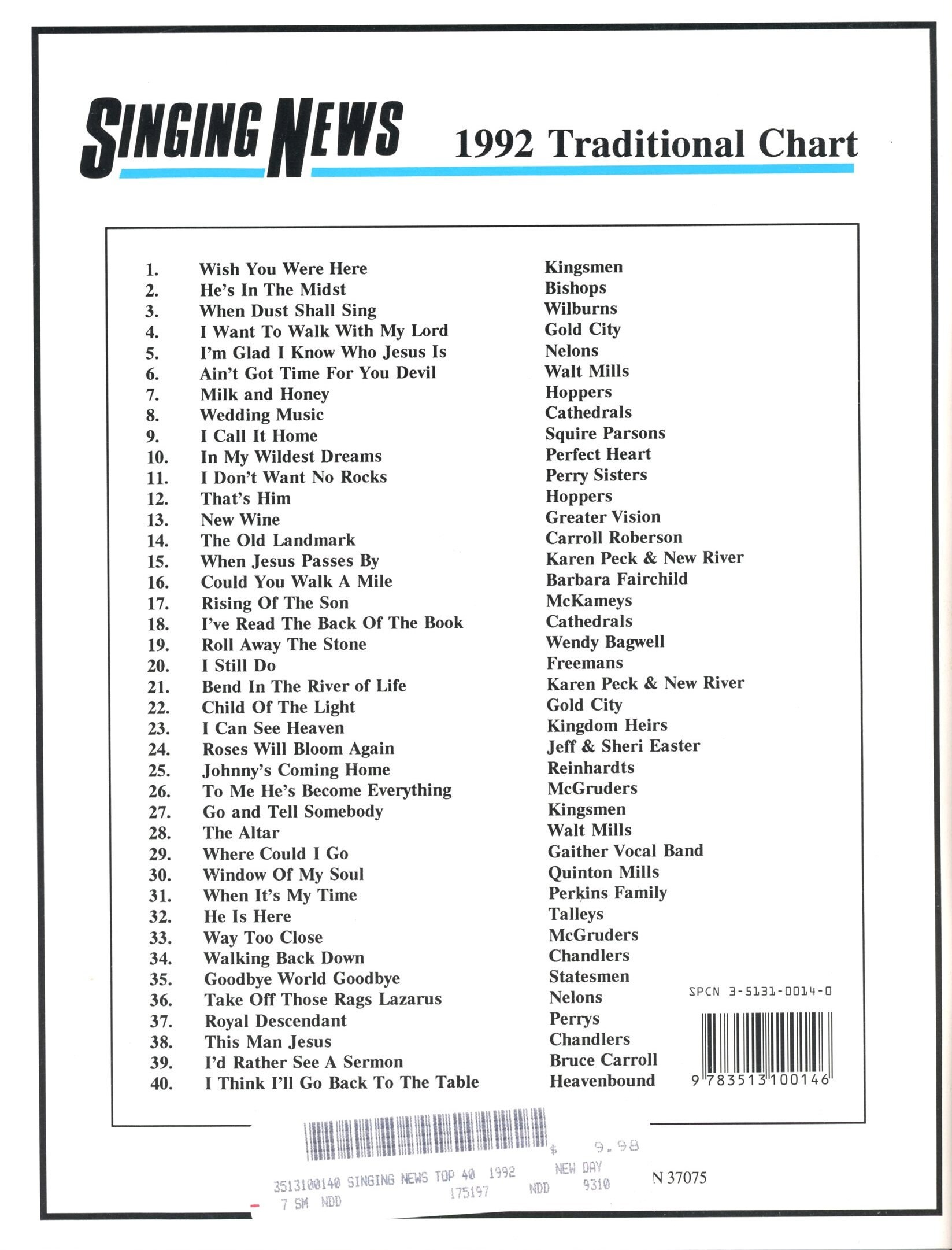 The Singing News Magazine: Top 40 1992 Songbook, Sheet Music, 112 Pages ...