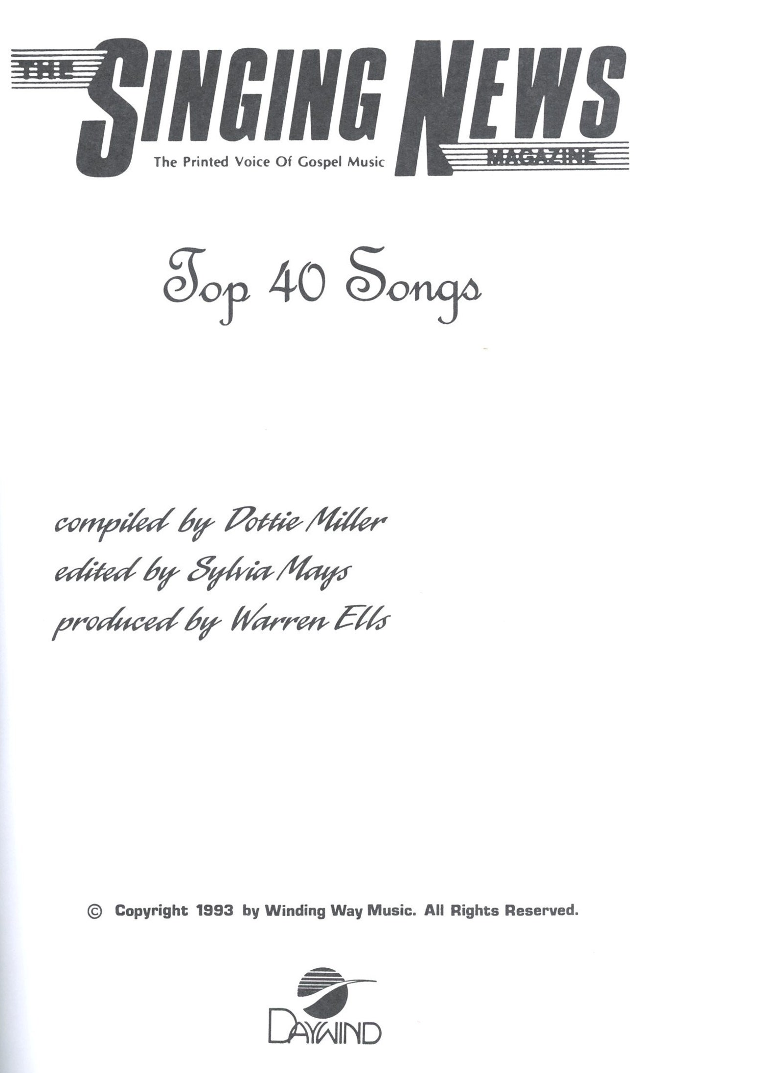 The Singing News Magazine: Top 40 1992 Songbook, Sheet Music, 112 Pages ...