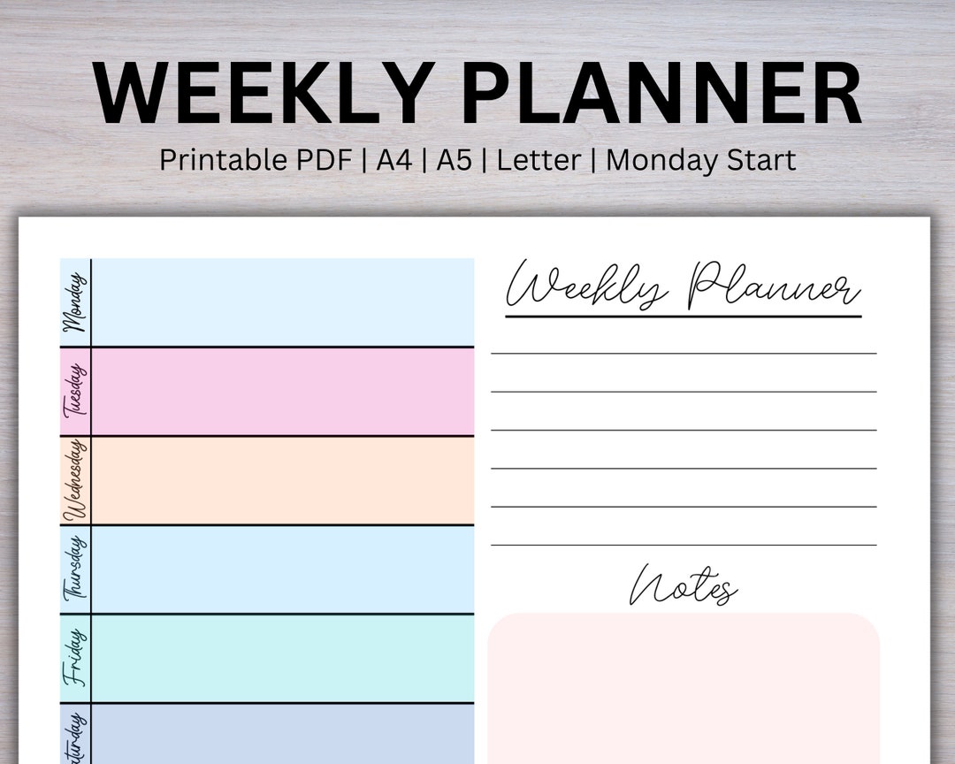 Printable Weekly Planner, Minimalist Weekly Planner, Office Planner ...
