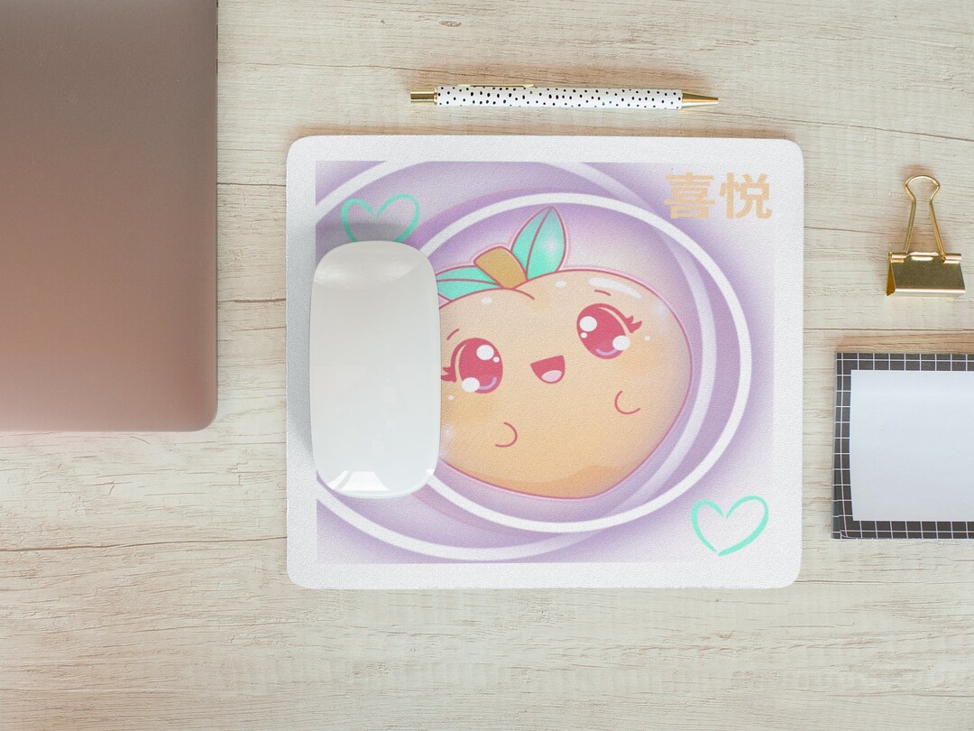 Cute Peachy Dreamy Kawaii Mouse Pad | Rectangle Peach Mouse Pad | Cute ...