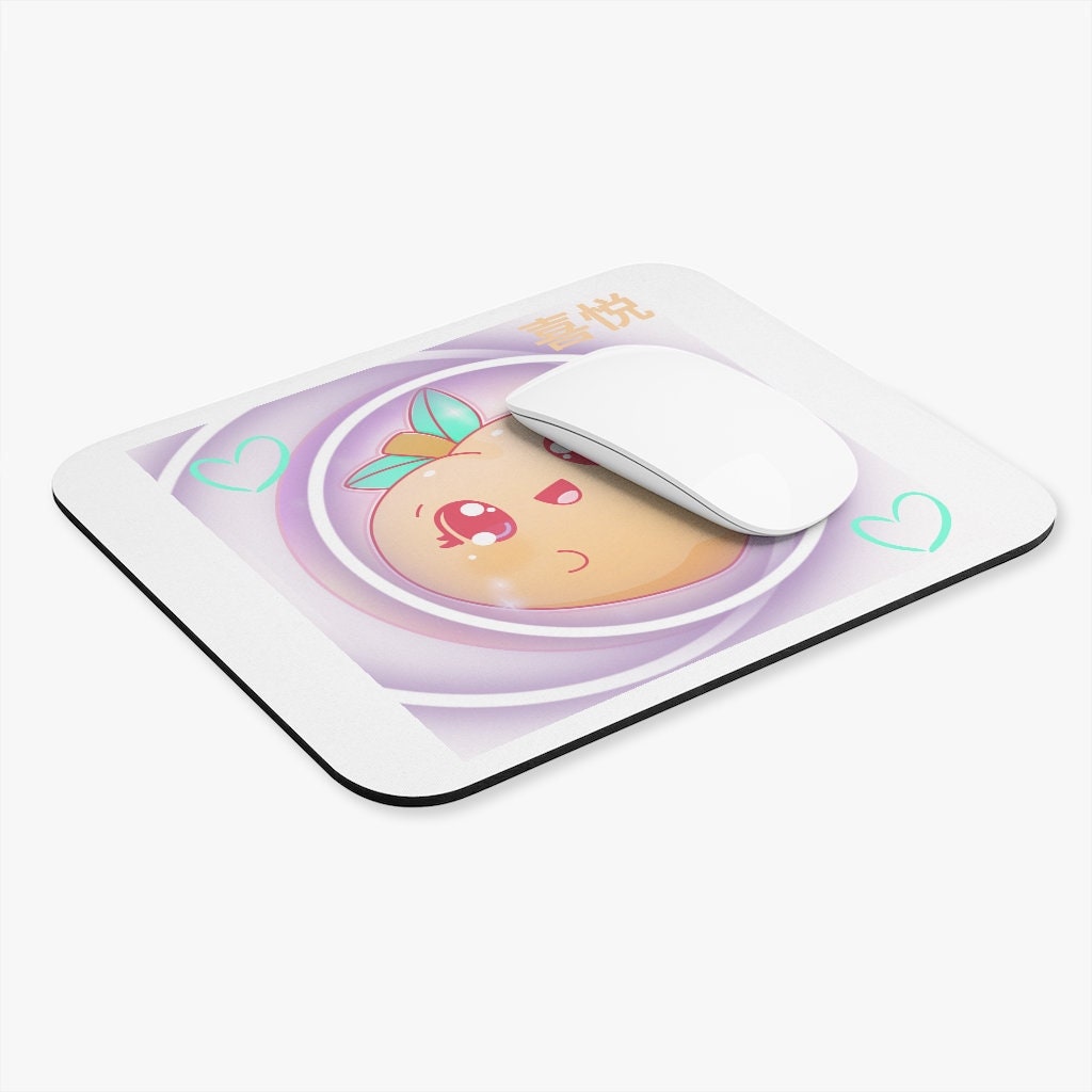 Cute Peachy Dreamy Kawaii Mouse Pad | Rectangle Peach Mouse Pad | Cute ...