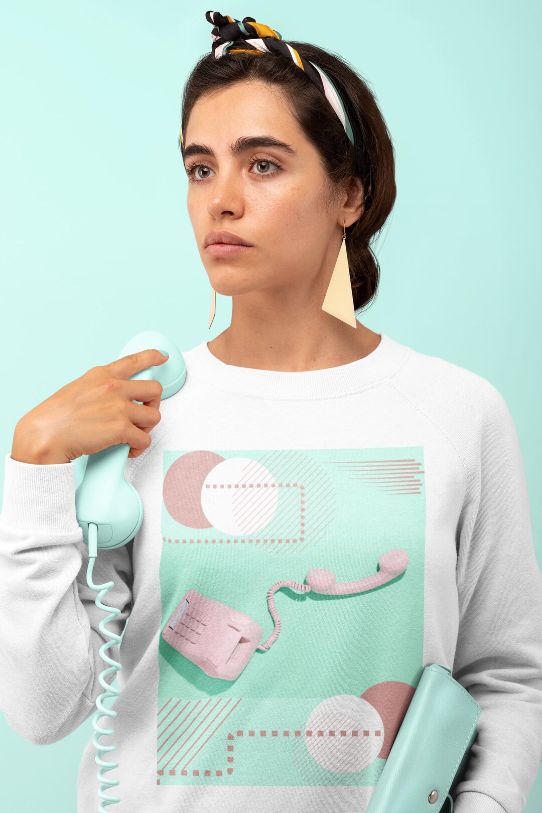 Nostalgia Sweatshirt, Mint Greendesigns,house Phone Sweatshirt, Hotline ...