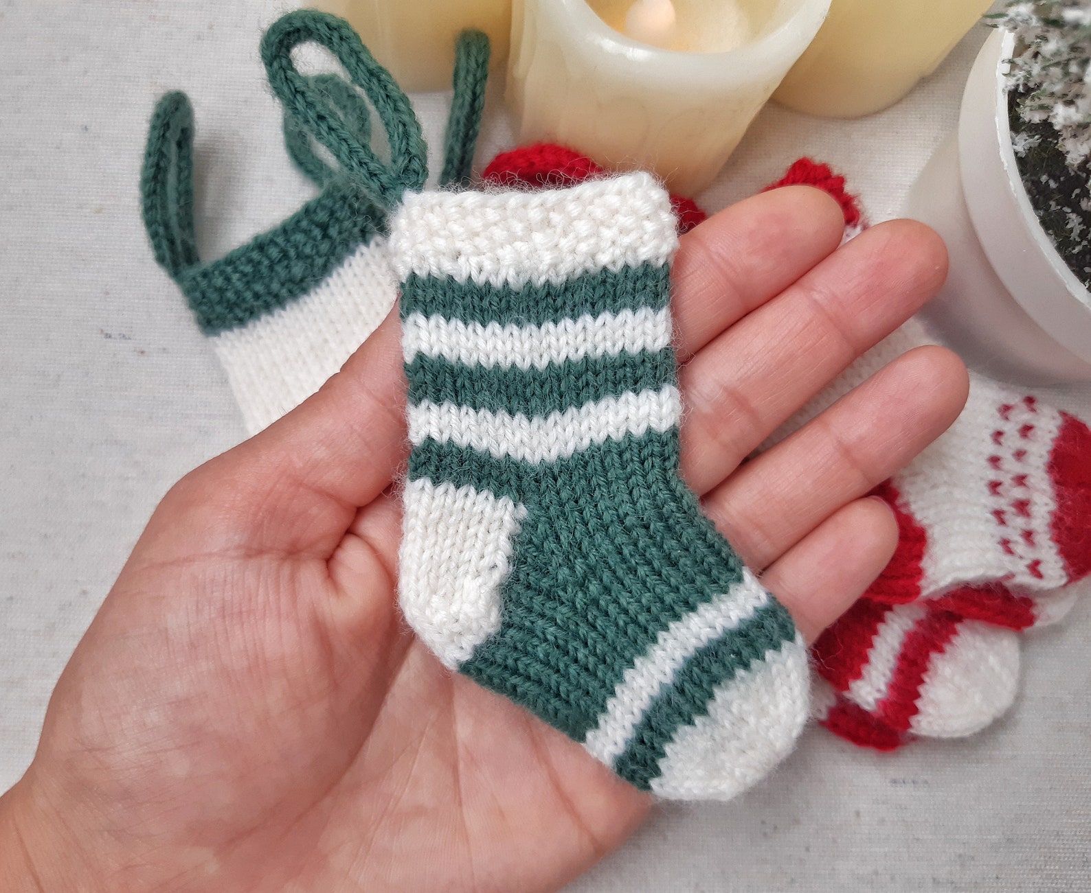 Christmas Mini Stocking Knitting Pattern, PDF + Photos + Videos - Etsy