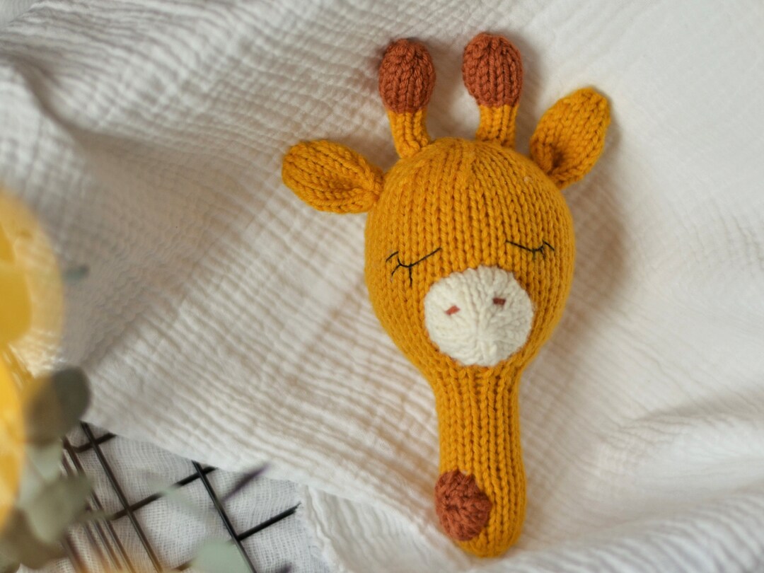 Giraffe Newborn Baby Rattle Knitting Pattern for a Gift for a Baby ...