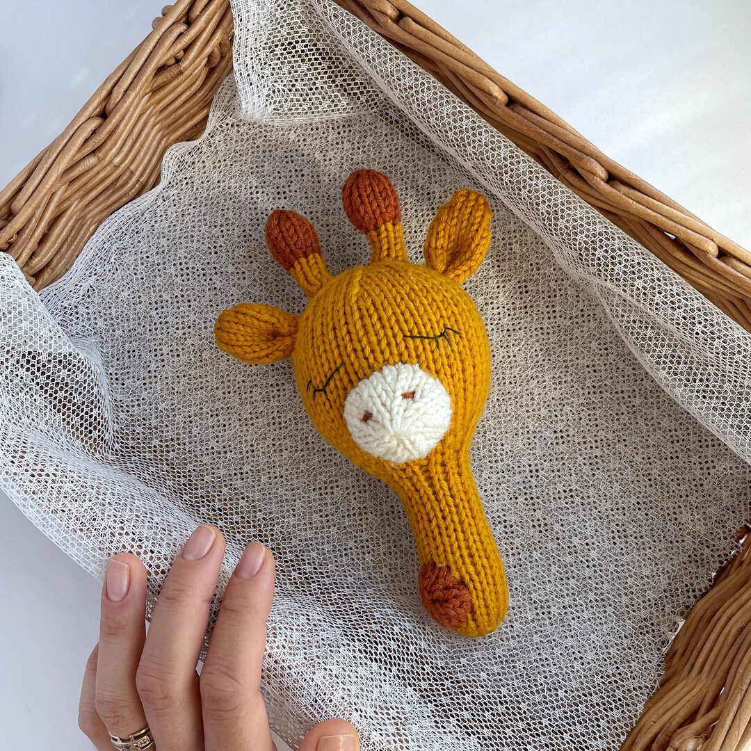 Giraffe Newborn Baby Rattle Knitting Pattern for a Gift for a Baby ...