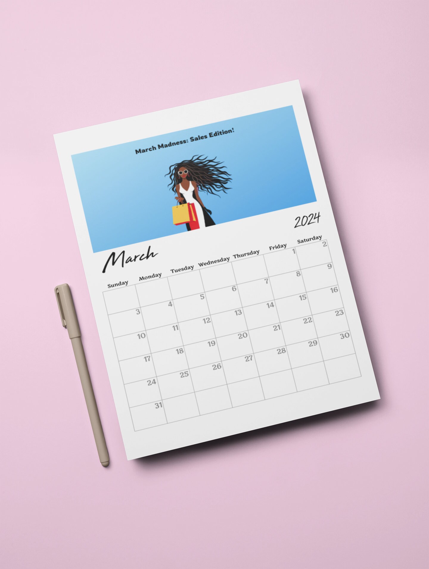 Printable 2024 Calendar Vertical Pages Gift for Her - Etsy