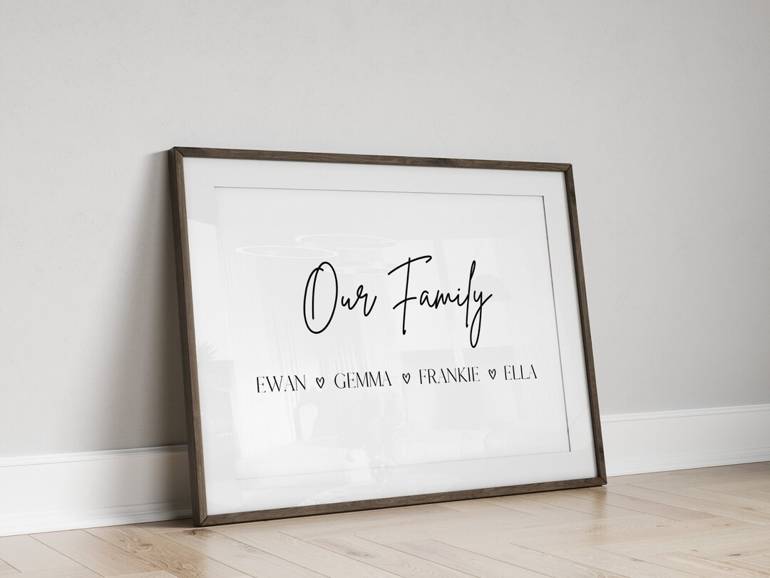 Personalised Our Family Print Family Names Print Personalised Gift ...