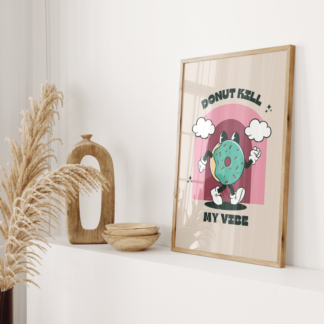 Donut Pun Retro Quirky Art Retro Food Print Kitchen Print Kitchen Wall ...
