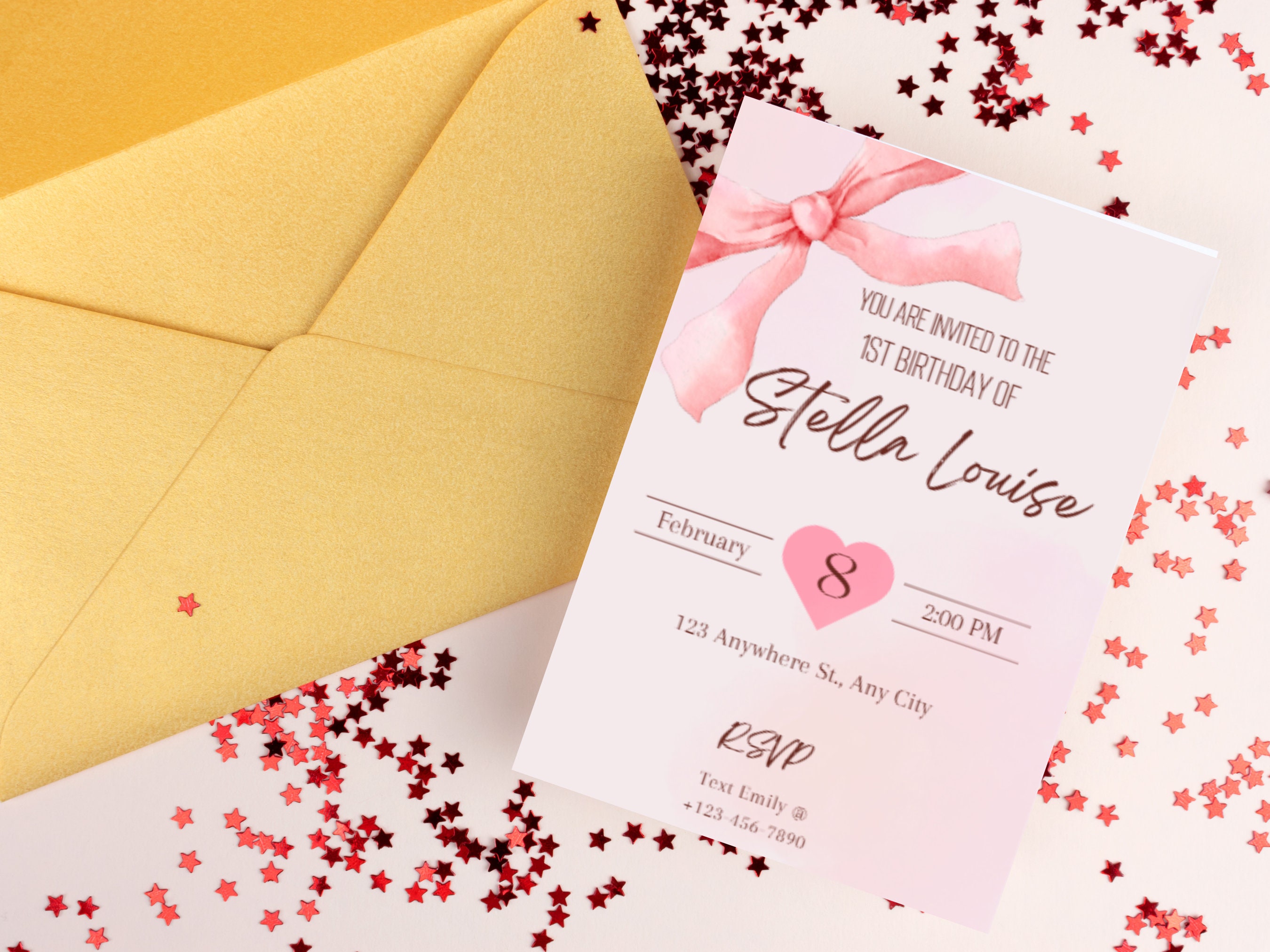 Pink Bow Birthday Invitation, Pink Bows, Girly Pink Birthday, Birthday ...