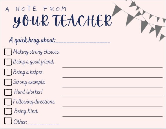 Note From the Teacher Teacher Report Good Report From Teacher Printable ...