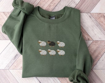 Embroidered Black Sheep Sweatshirt, Black Sheep Sweatshirt, Sheep ...