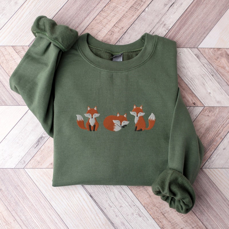 Embroidery Fox Sweatshirts - Etsy