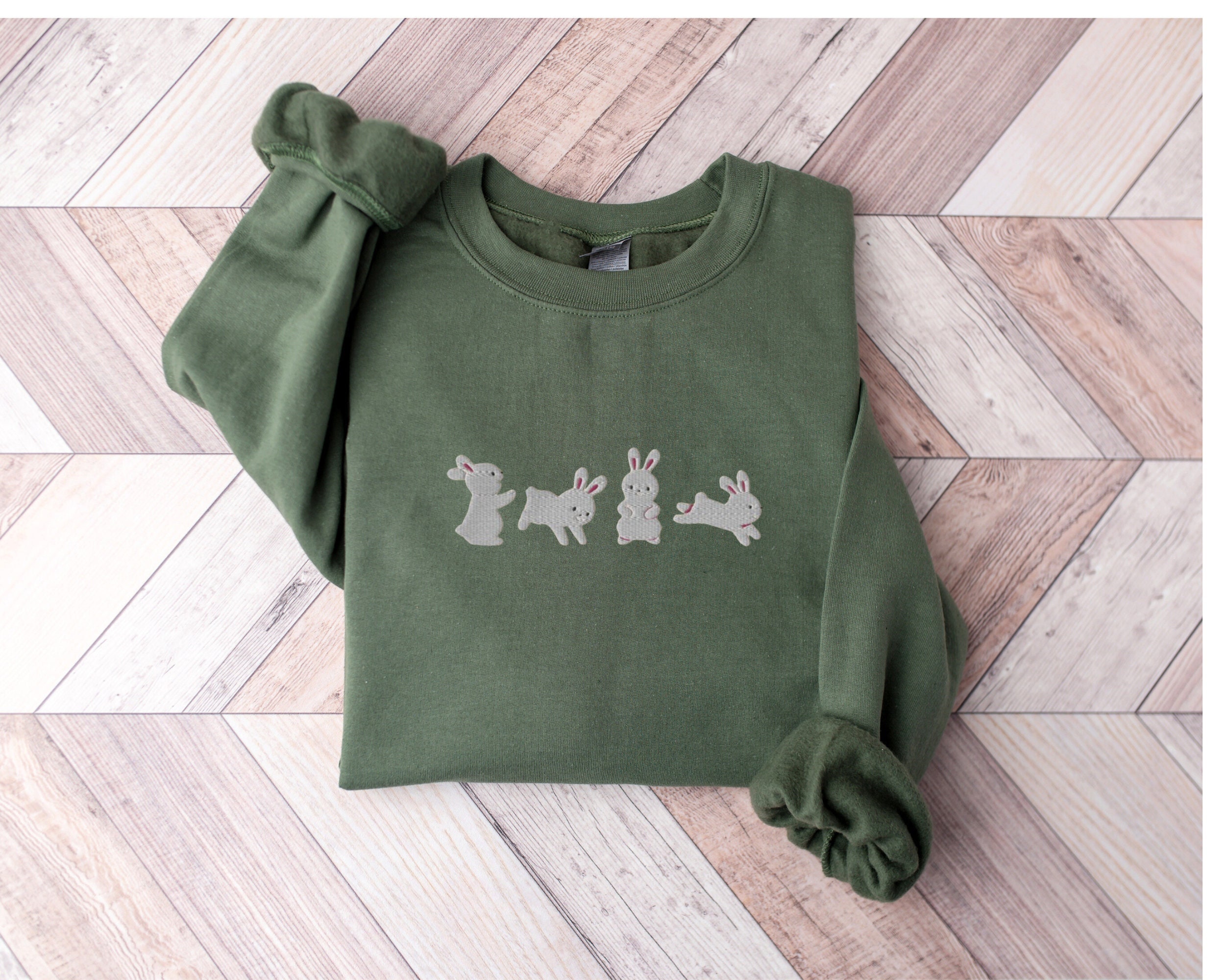 Embroidered Bunny Sweatshirt, Bunny Sweater, Rabbit Sweatshirt, Easter ...