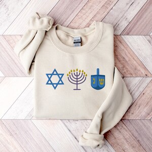 Embroidered Hanukkah Sweatshirt, Hanukkah Sweater, Chanukah Shirt ...