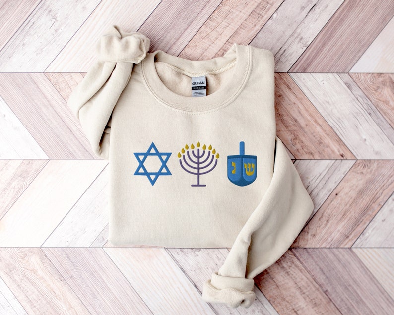 Embroidered Hanukkah Sweatshirt, Hanukkah Sweater, Chanukah Shirt ...