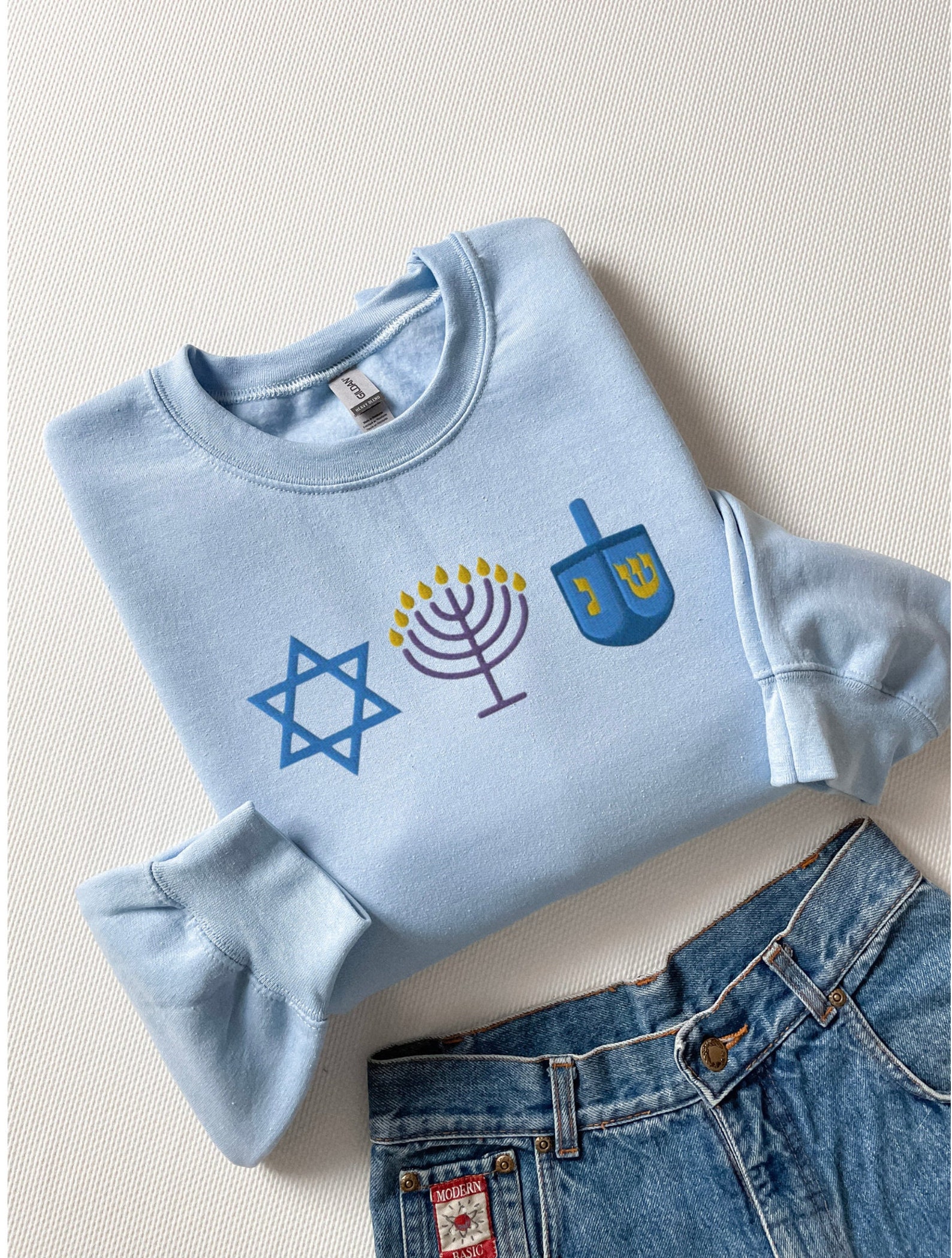 Embroidered Hanukkah Sweatshirt, Hanukkah Sweater, Chanukah Shirt ...