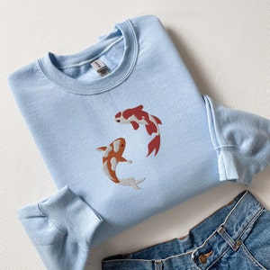 Embroidered Japanese Koi Fish Sweatshirt, Koi Fish Shirt, Japanese ...