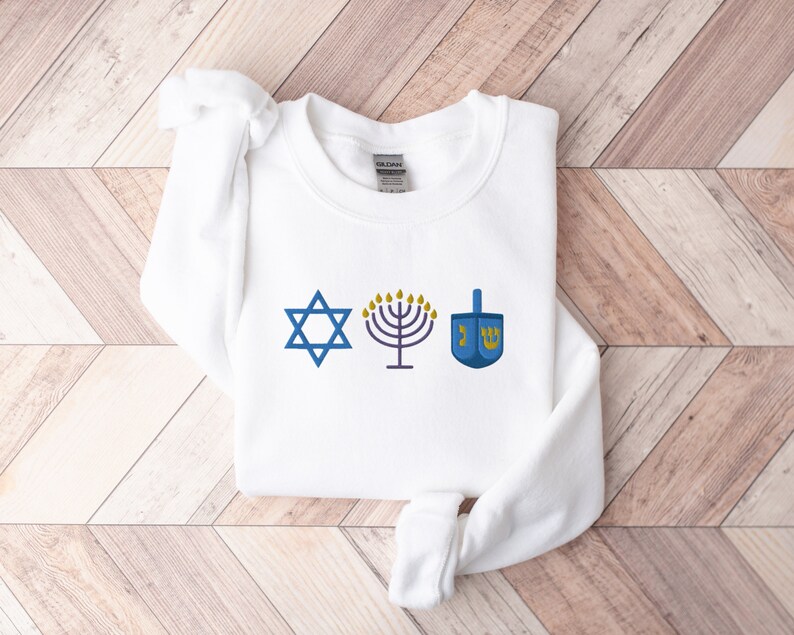Embroidered Hanukkah Sweatshirt, Hanukkah Sweater, Chanukah Shirt ...