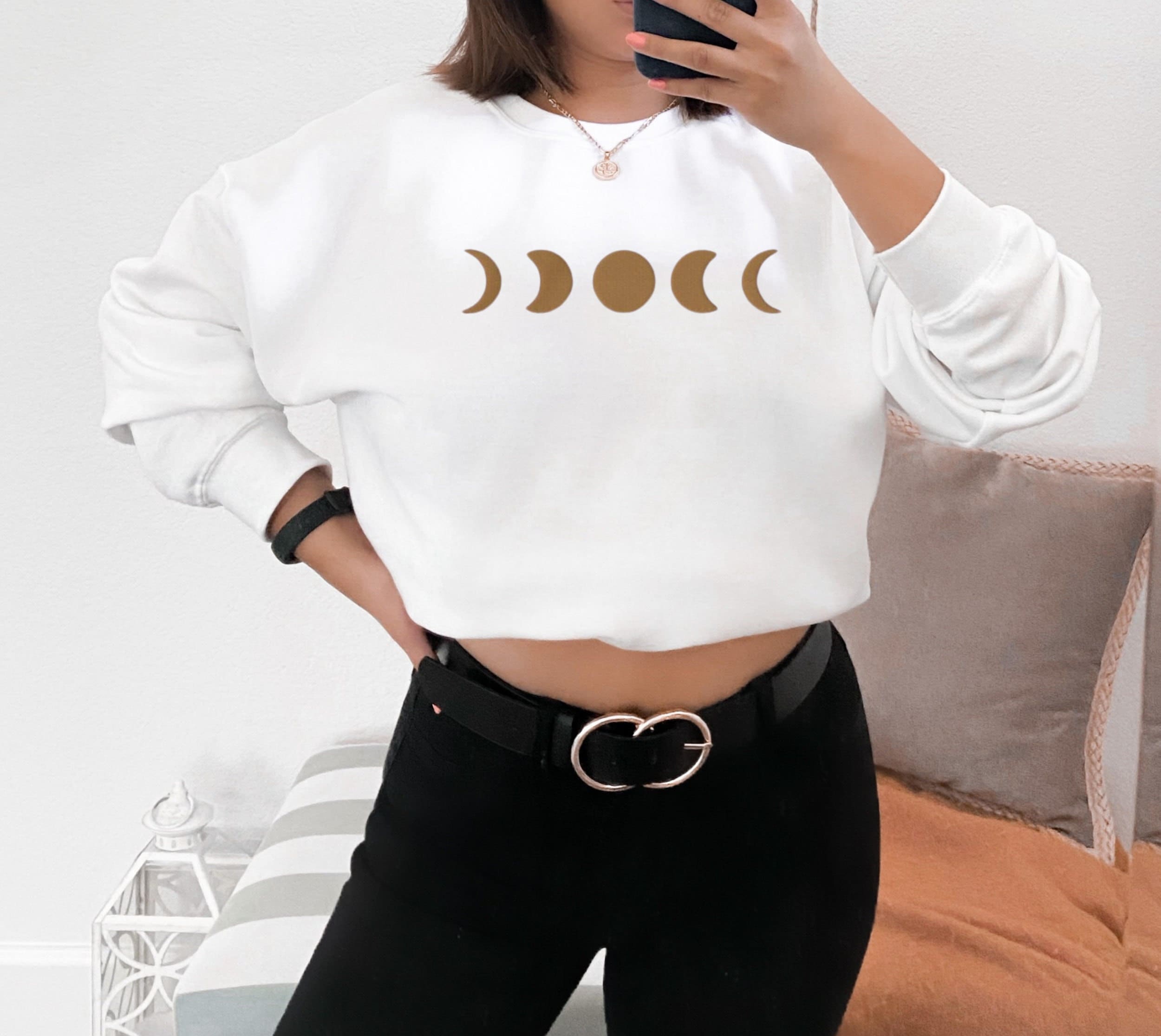 Embroidered Moon Phases Sweatshirt, Moon Phase Sweatshirt sold by Ben ...