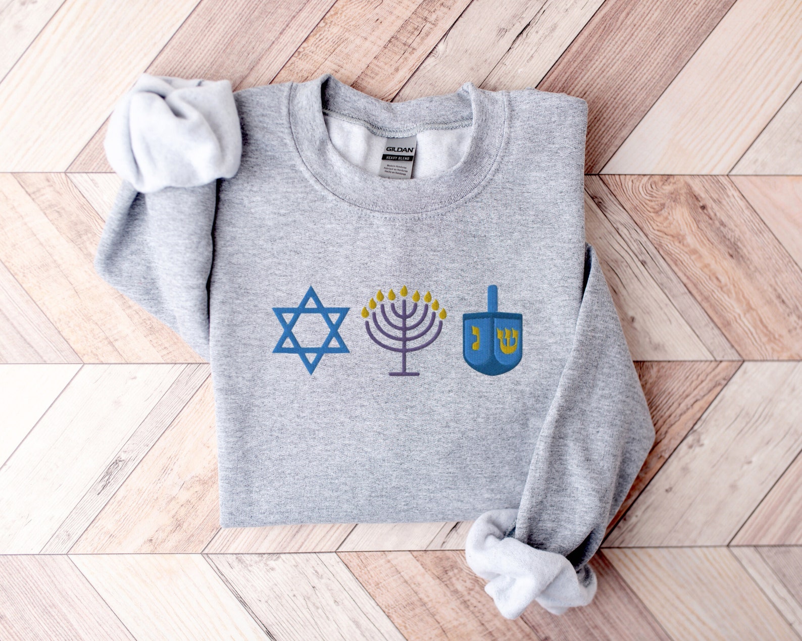 Embroidered Hanukkah Sweatshirt, Hanukkah Sweater, Chanukah Shirt ...